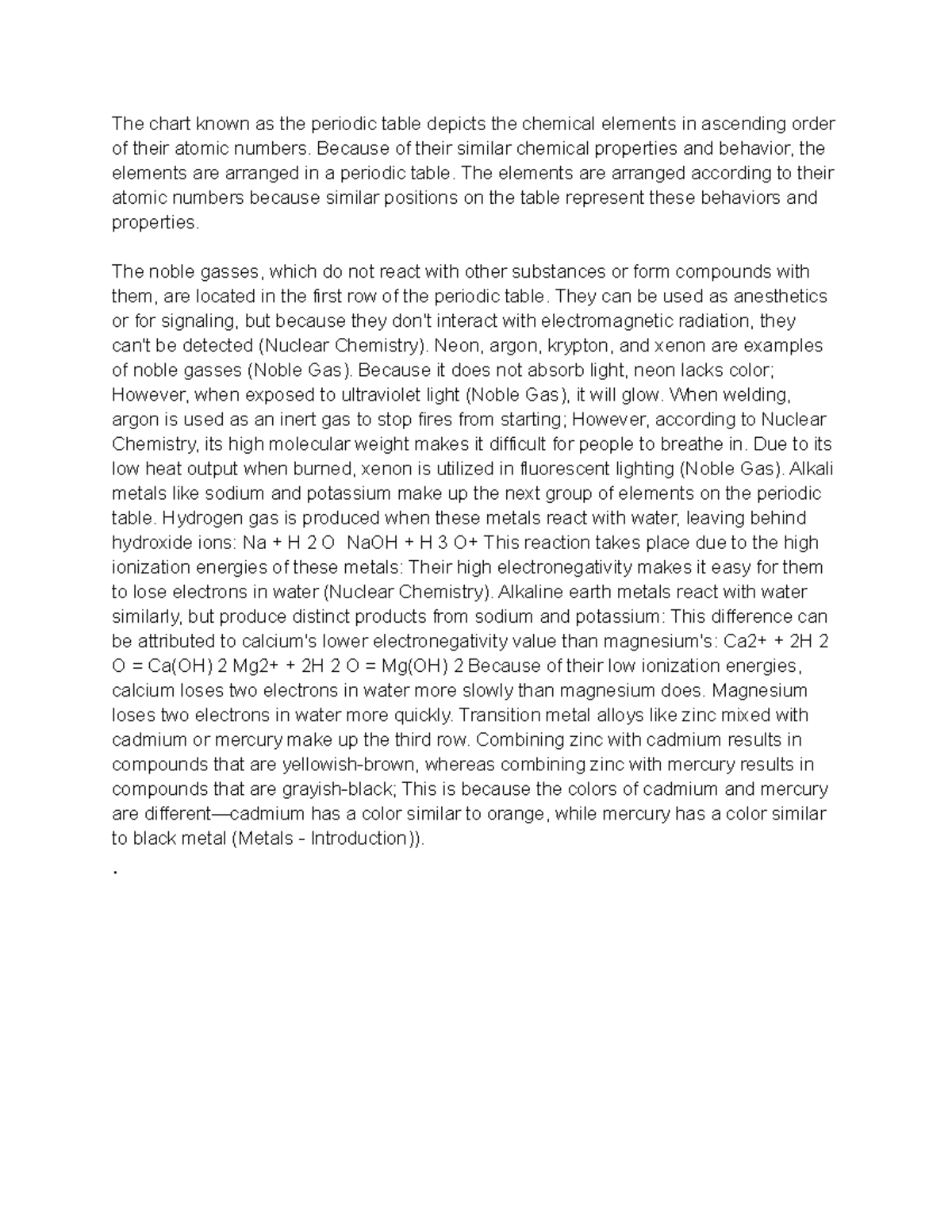 Ch 2 -The periodic table notes - The chart known as the periodic table ...