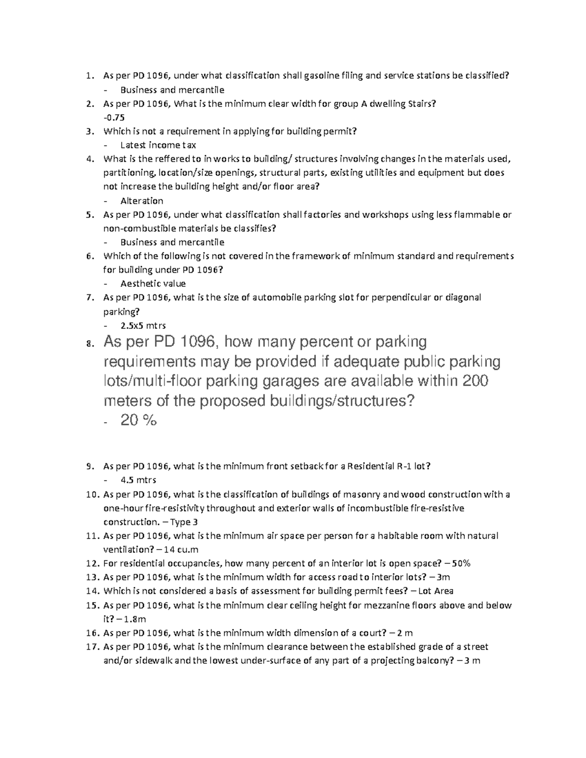 Building - practice - As per PD 1096, under what classification shall ...