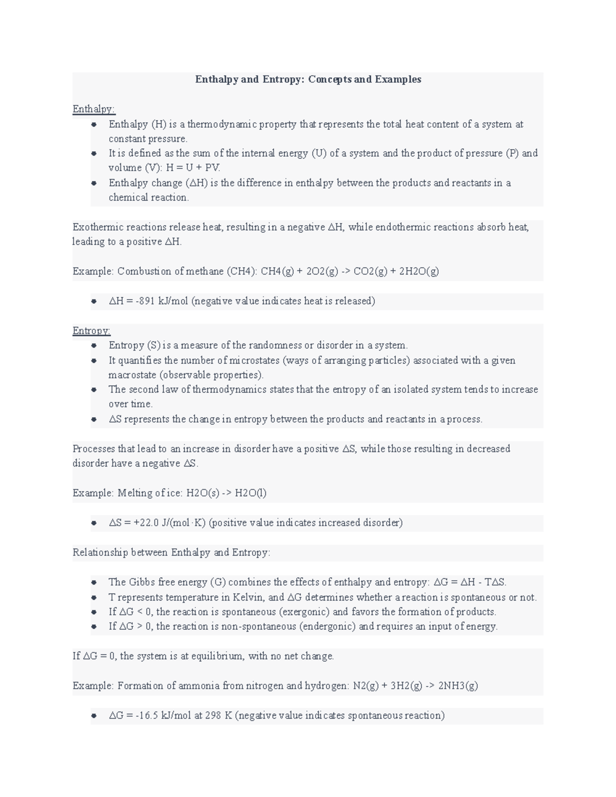 Enthalpy and Entropy - It is defined as the sum of the internal energy ...