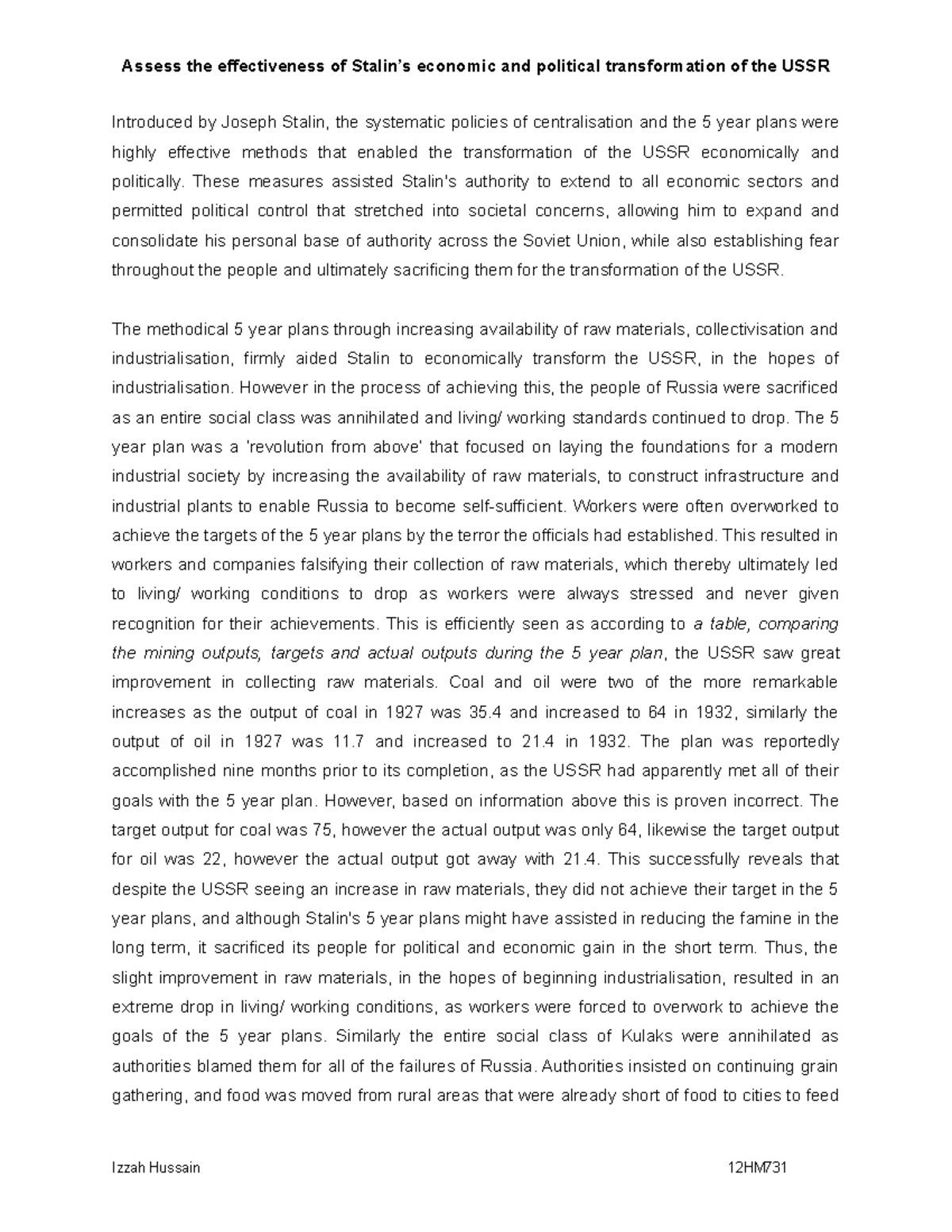 Modern History Assignment - Russia and the Soviet Union - Assess the ...