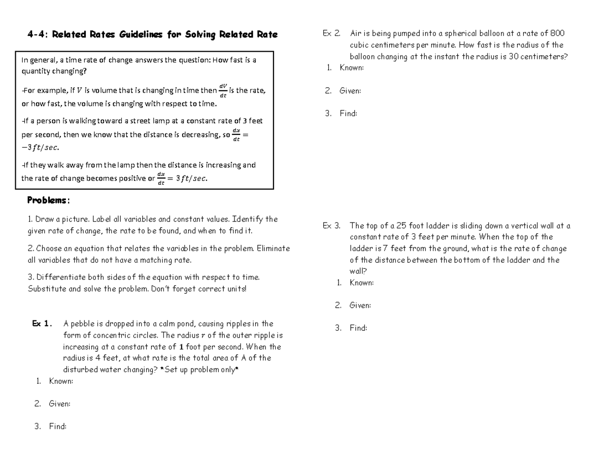 4.4 Related Rates - Math Notes for Calculus - 4 - 4: Related Rates ...