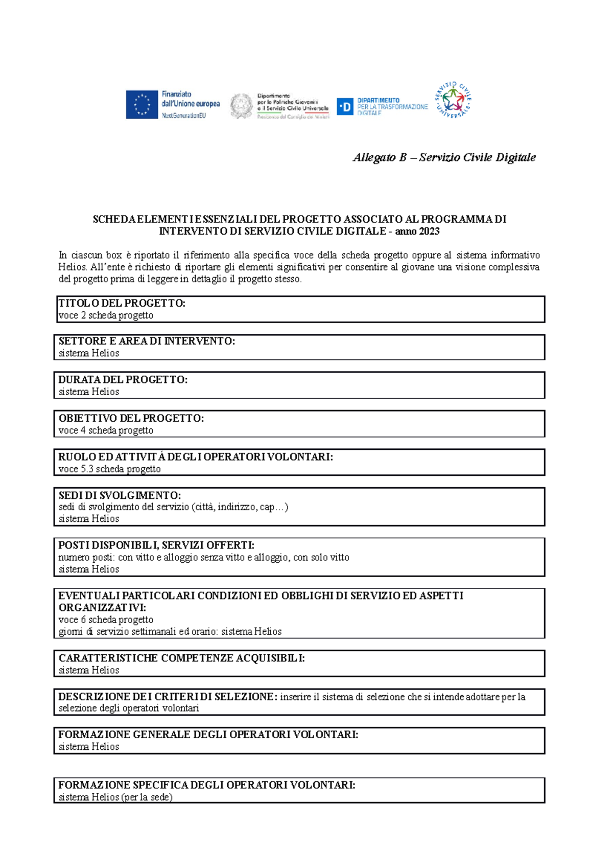 Allegato-b-scheda-elementi-essenziali - Allegato B – Servizio Civile ...