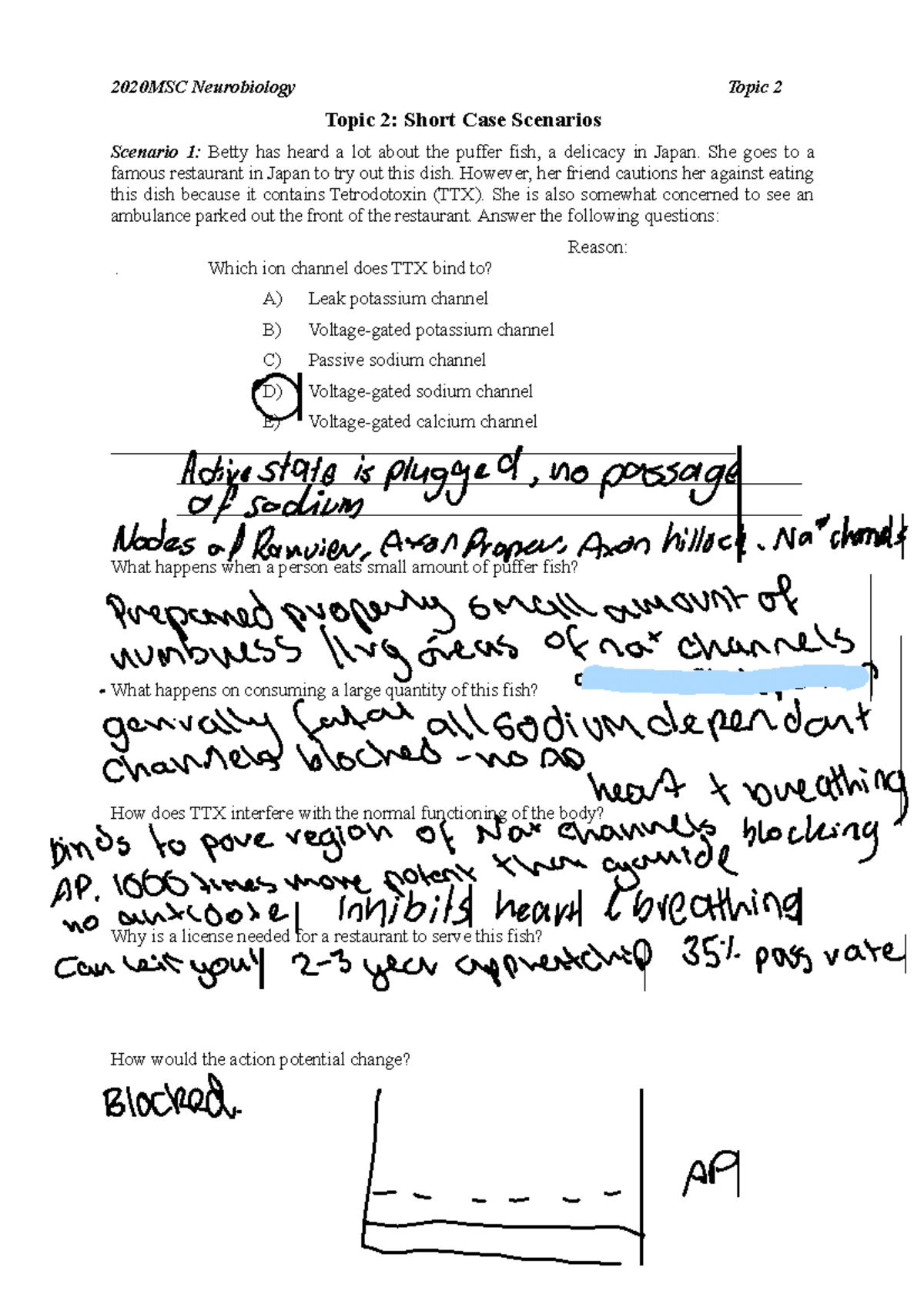 Topic 2 Short Cases Studies - 2020MSC Neurobiology Topic 2 Topic 2 ...