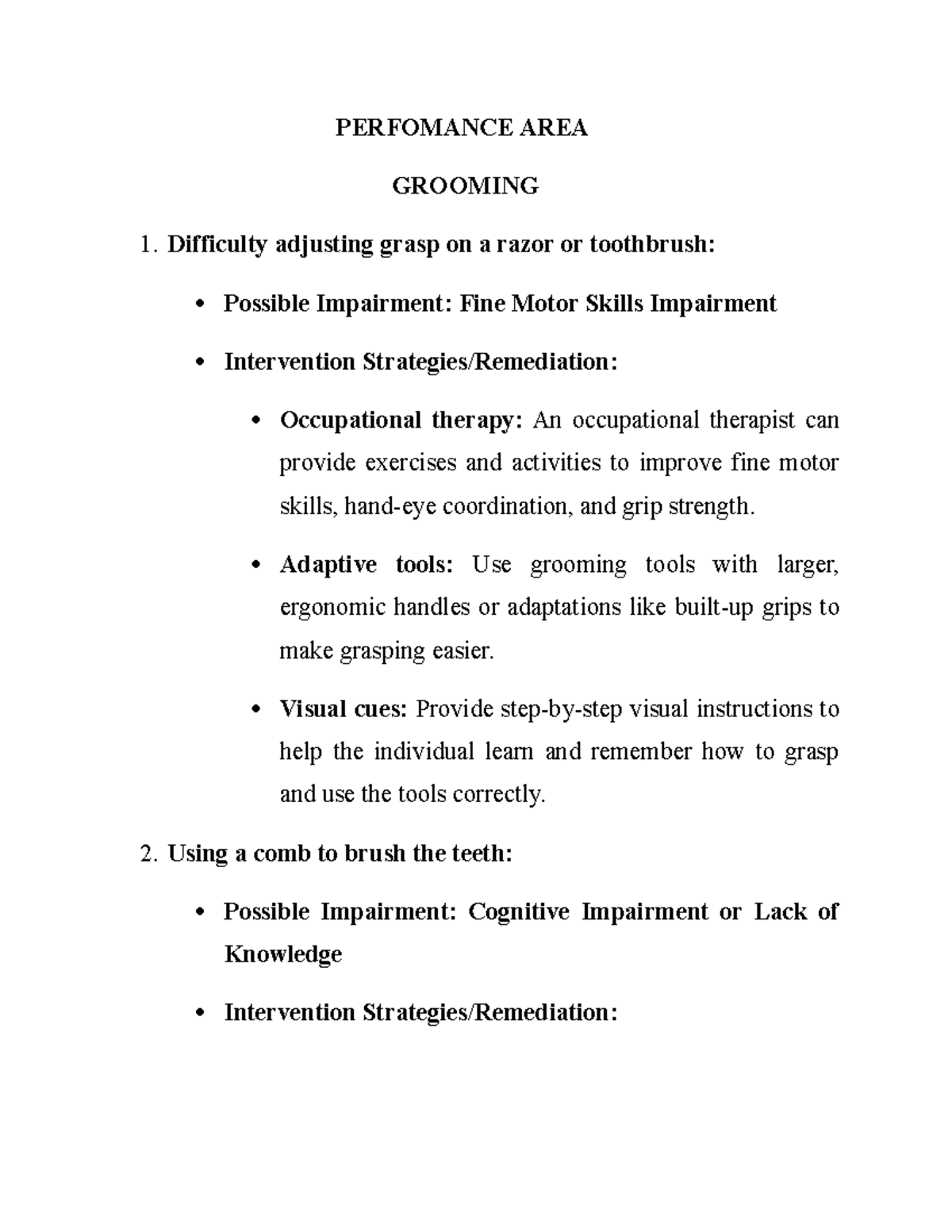 Grp asxxx 051250 - PERFOMANCE AREA GROOMING Difficulty adjusting grasp ...