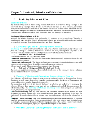Chapter 5 Summary - Leadership: Theory Application and Skill ...