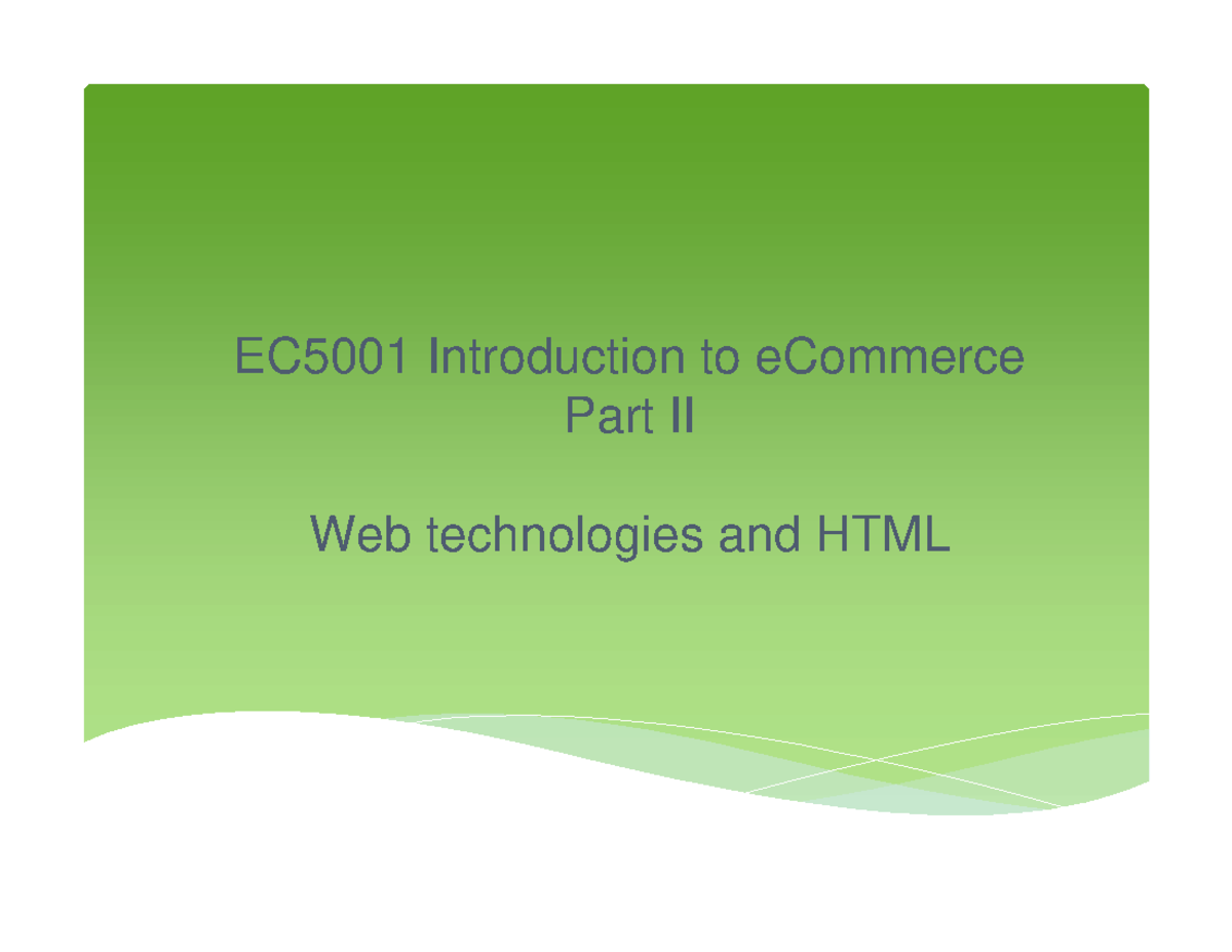P2-3 Tutorial - 123 - EC5001 Introduction to eCommerce Part II Web ...