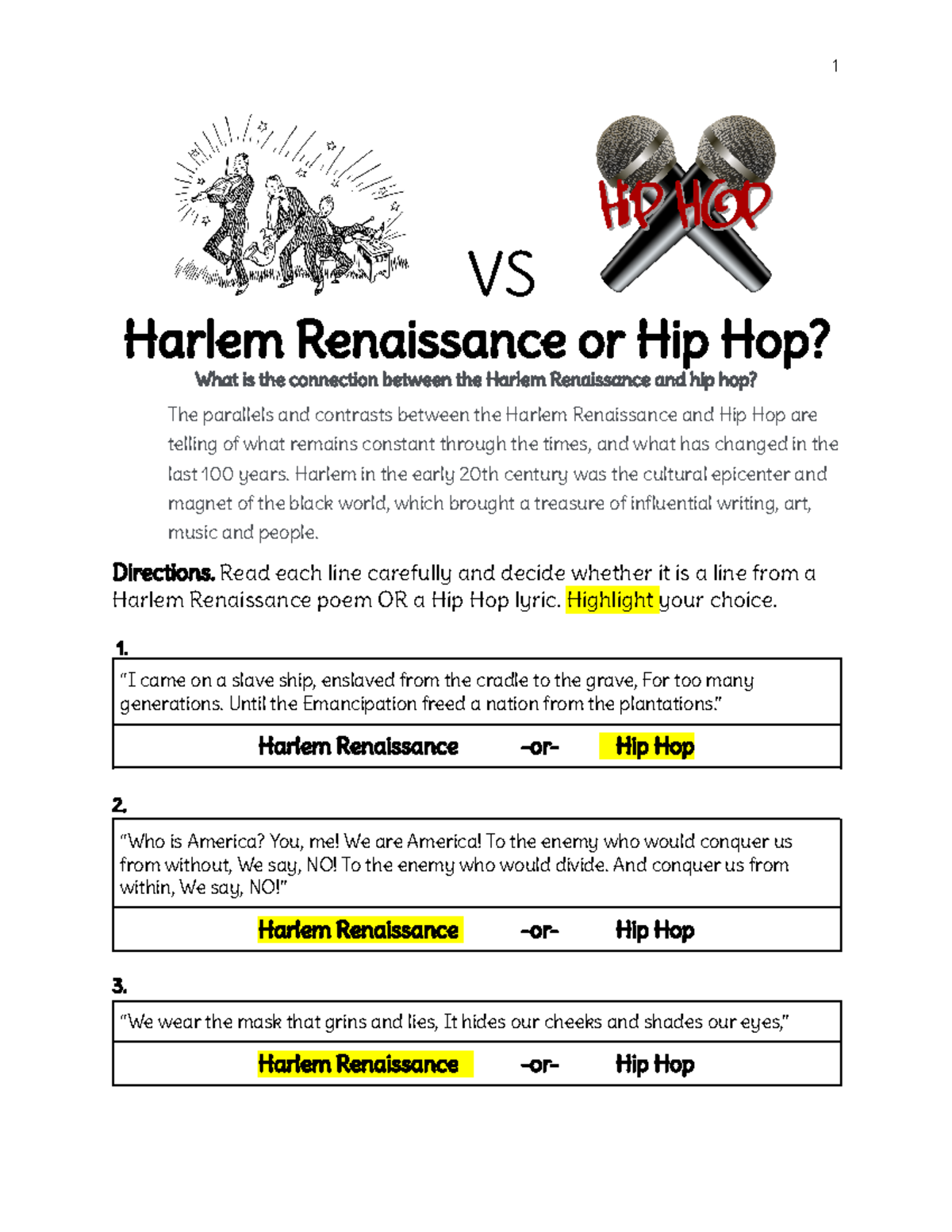 Harlem Renaissance or Hip Hop - Harlem in the early 20th century was ...