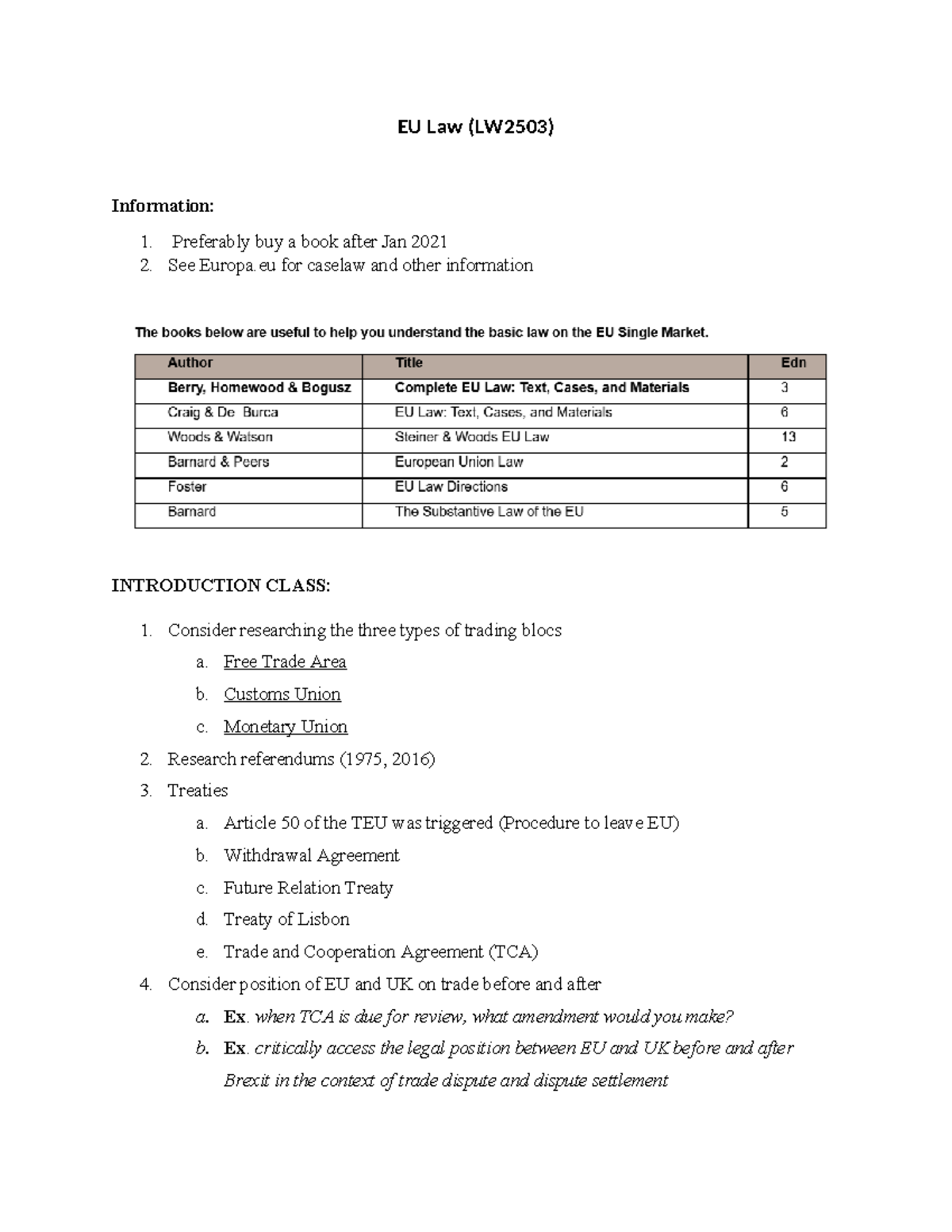 EU Law Notes - This covers the basic information for EU Law - EU Law ...