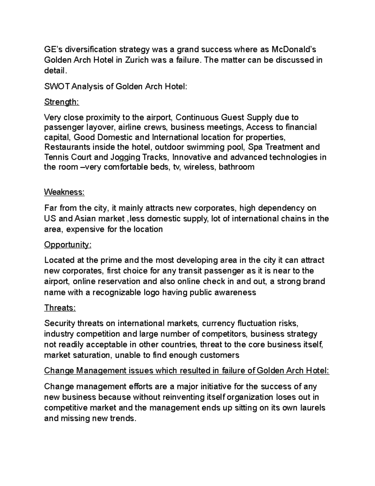 Human Resource Management resources - GE’s diversification strategy was ...