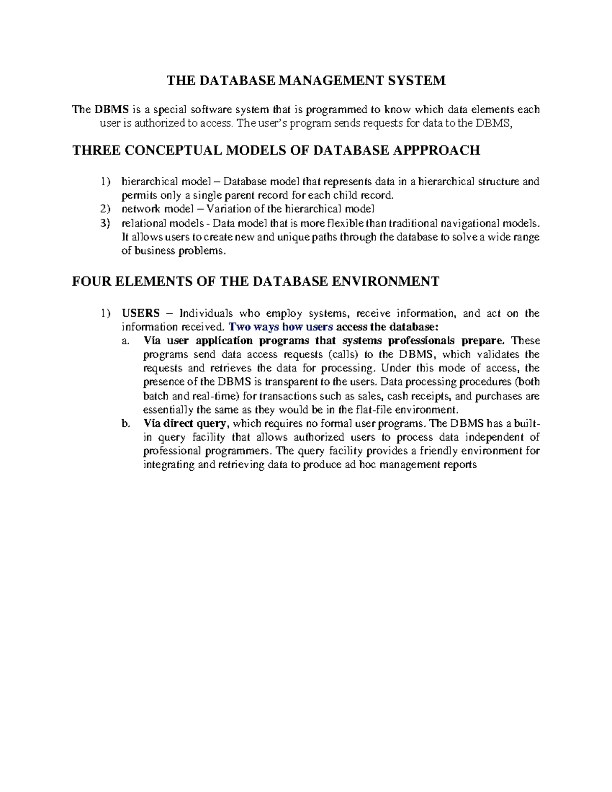 M06A - THE Database Management System - THE DATABASE MANAGEMENT SYSTEM ...