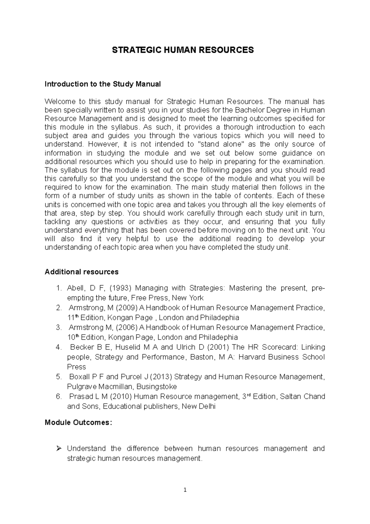 Study Material (1) Strategic HR - STRATEGIC HUMAN RESOURCES ...