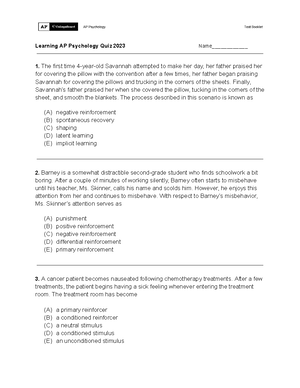 PSYC-2301 Lectures Notes Unit 4-7 - Psychology | Lecture Notes | Unit 4 ...