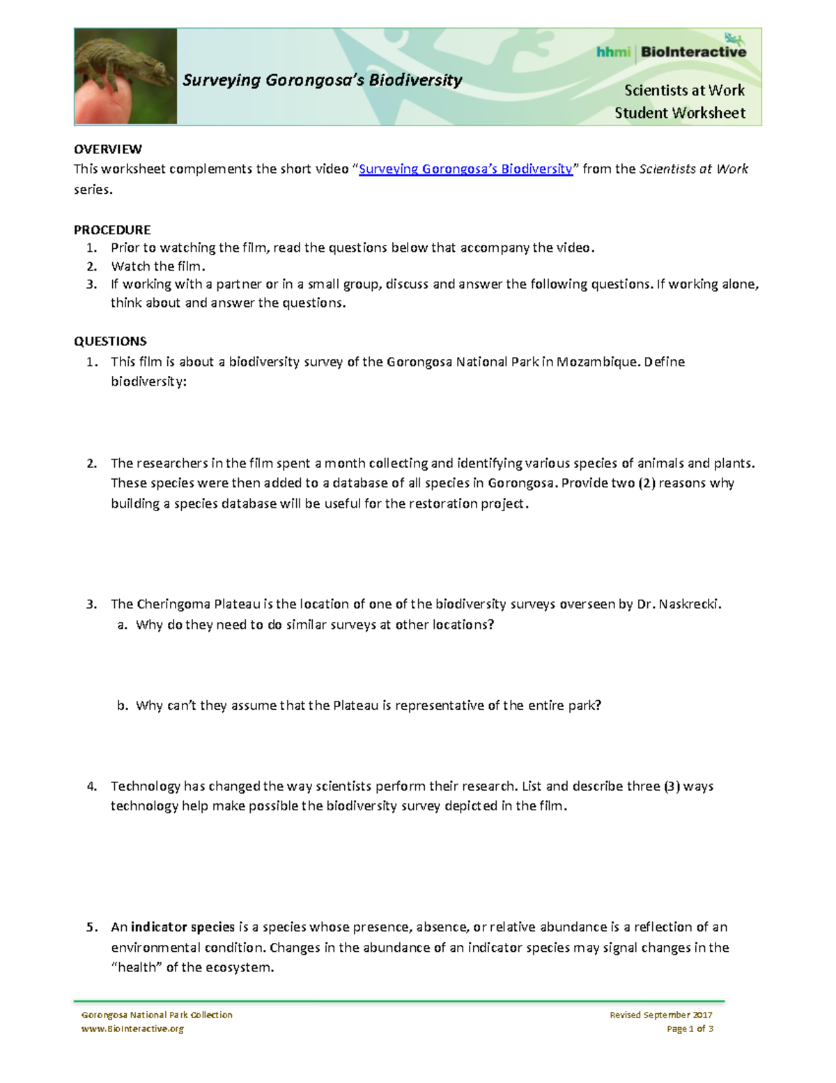 Gorongosa Biodiversity Lab - Surveying Gorongosa’s Biodiversity ...