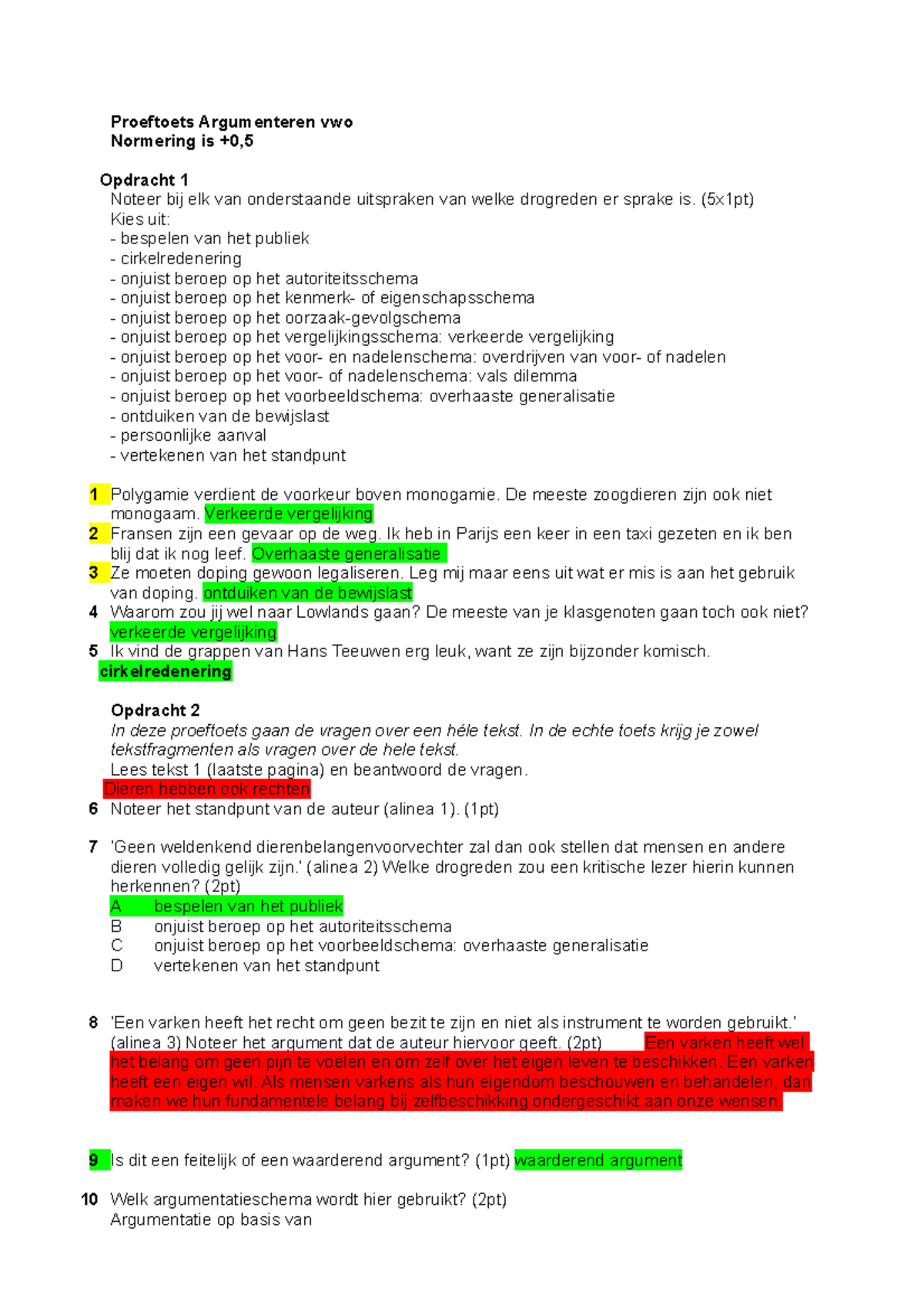 Proeftoets argumenteren VWO - Proeftoets Argumenteren vwo Normering is ...