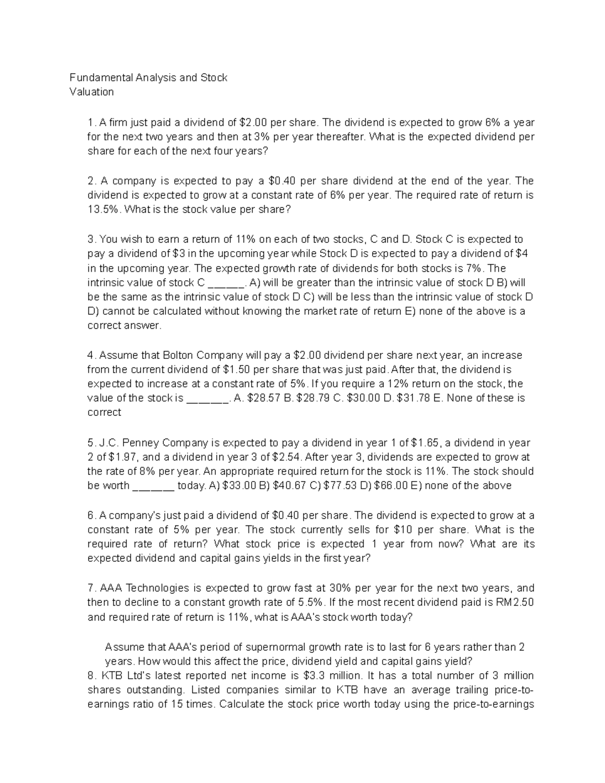 3 Fundamental analysis valuation - Fundamental Analysis and Stock ...