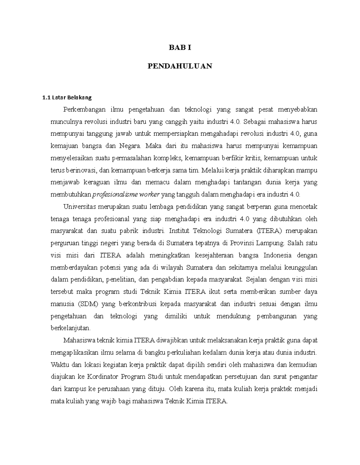 Laporan Kerja Praktik PT. Sugar Labinta - BAB 1 - BAB I PENDAHULUAN 1 ...