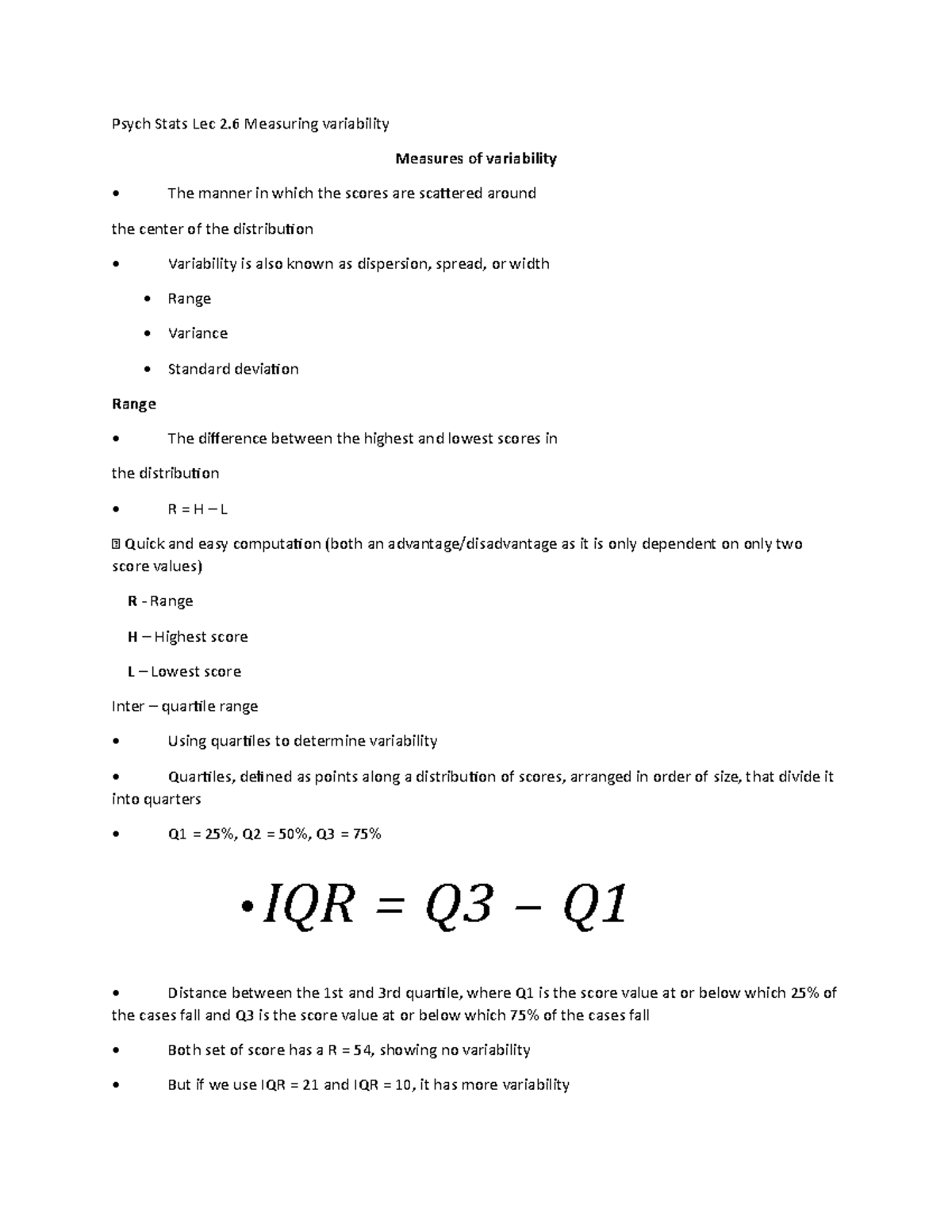 Psych Stats Lec 2.6 Measuring variability - Psych Stats Lec 2 Measuring ...