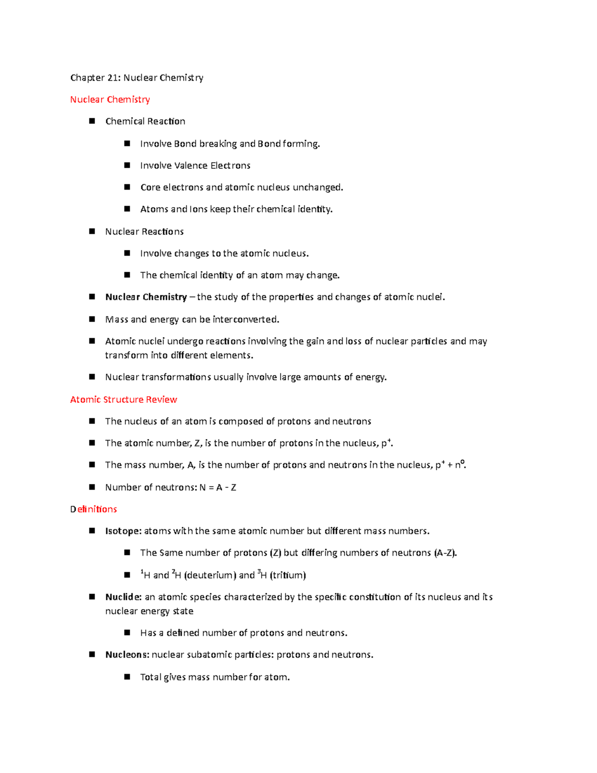 Chapter 21 Nuclear Chemistry - Chapter 21: Nuclear Chemistry Nuclear ...