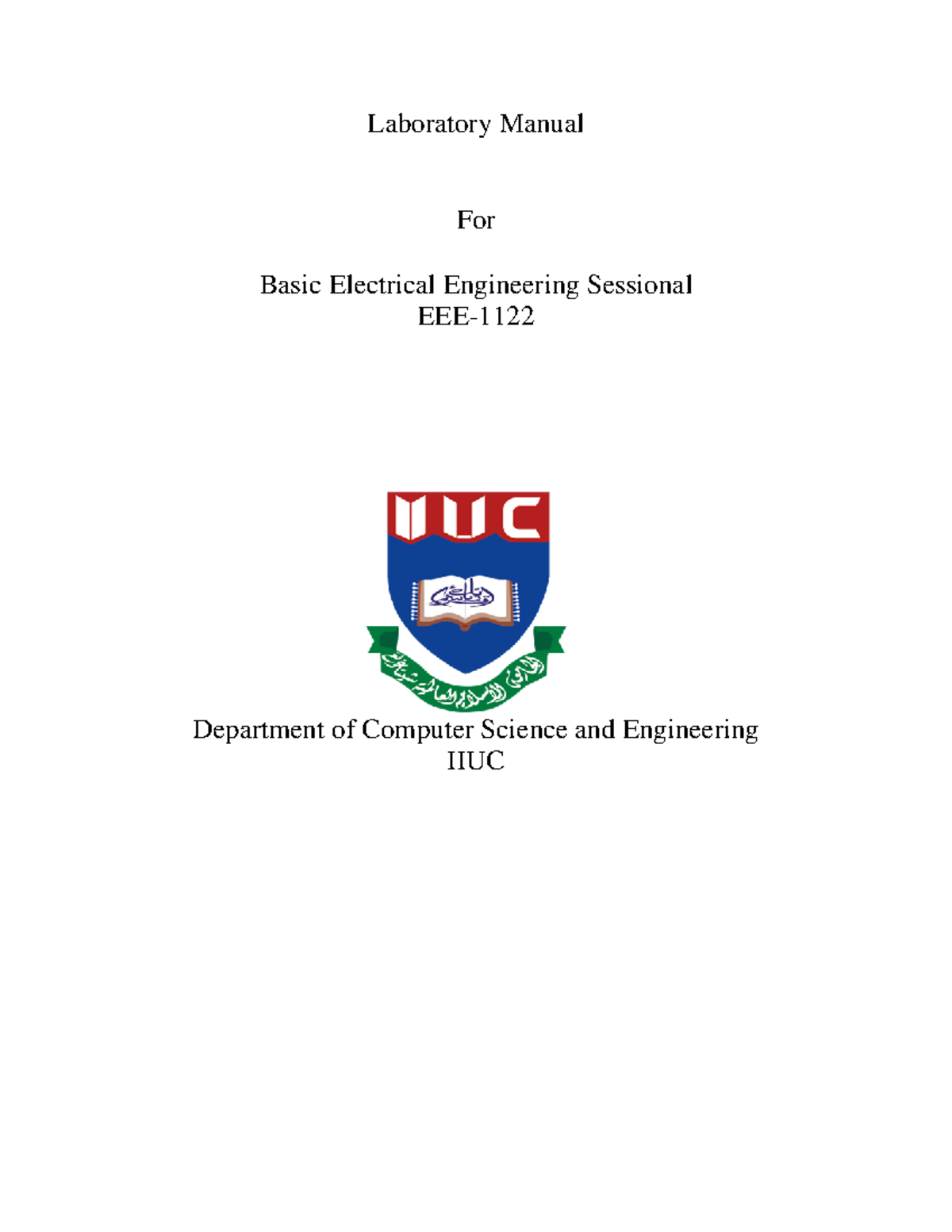 Eee 1122 Lab Manual Laboratory Manual For Basic Electrical Engineering Sessional Eee 1122