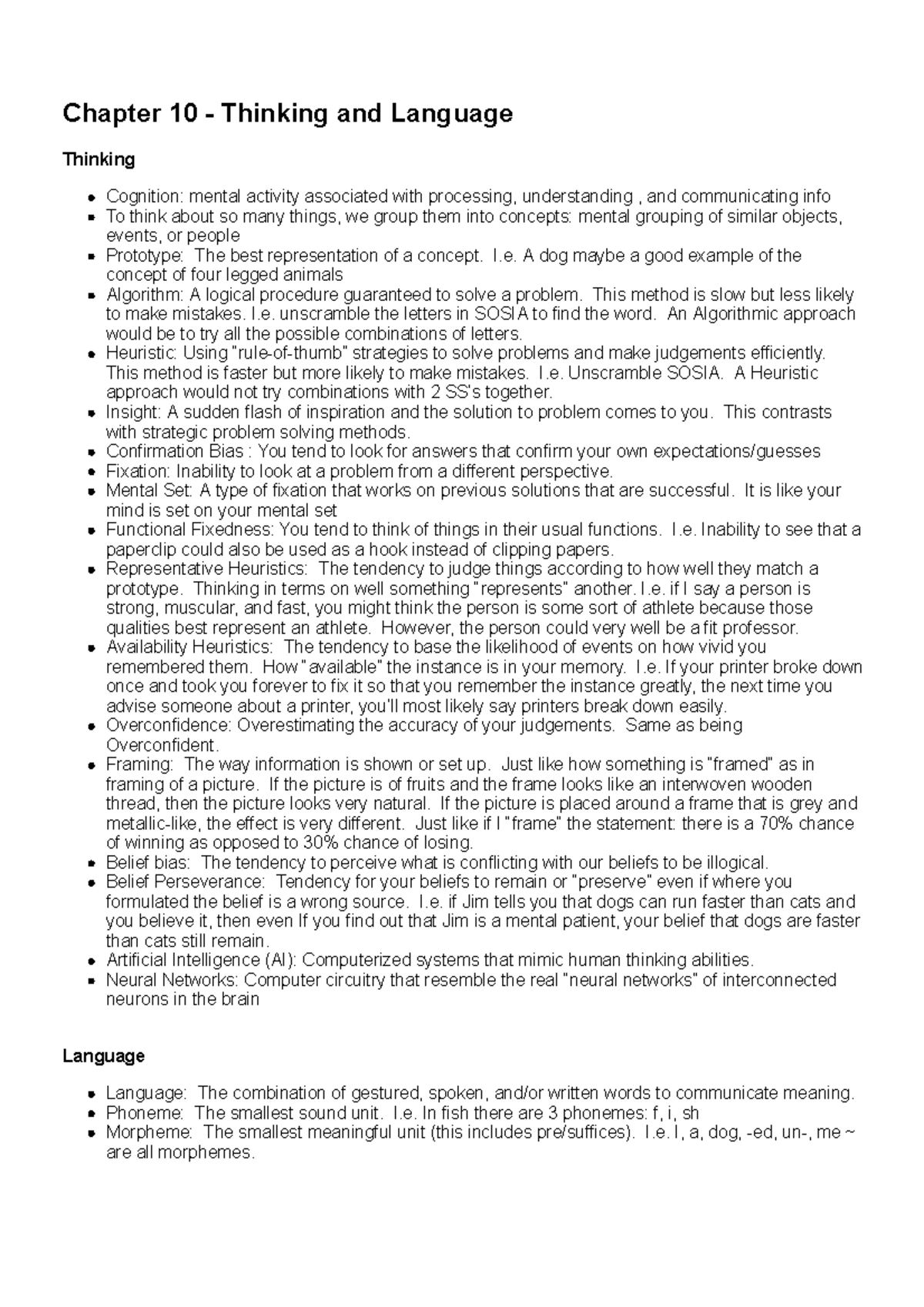 Chapter 10 - Thinking and Language - Chapter 10 - Thinking and Language ...