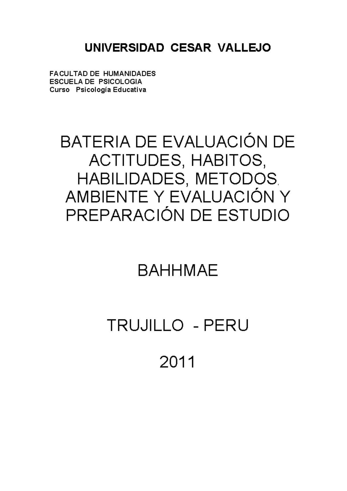 Bahhmae - DDADAD - UNIVERSIDAD CESAR VALLEJO FACULTAD DE HUMANIDADES ...