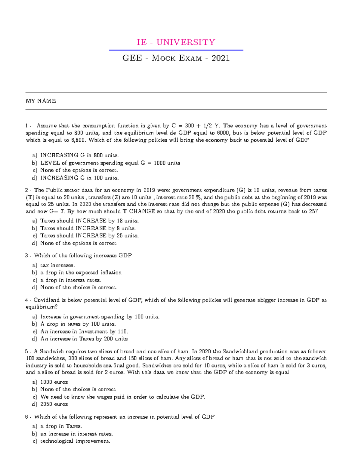 Mock midterm - Examen de prueba real tipo tests - IE - UNIVERSITY GEE ...