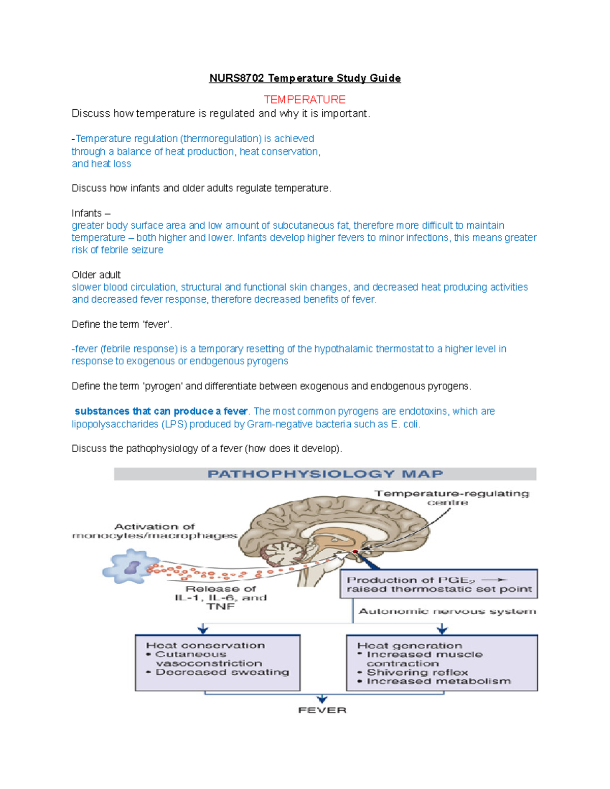 Temperature Study Guide test 2 included - NURS8702 Temperature Study ...