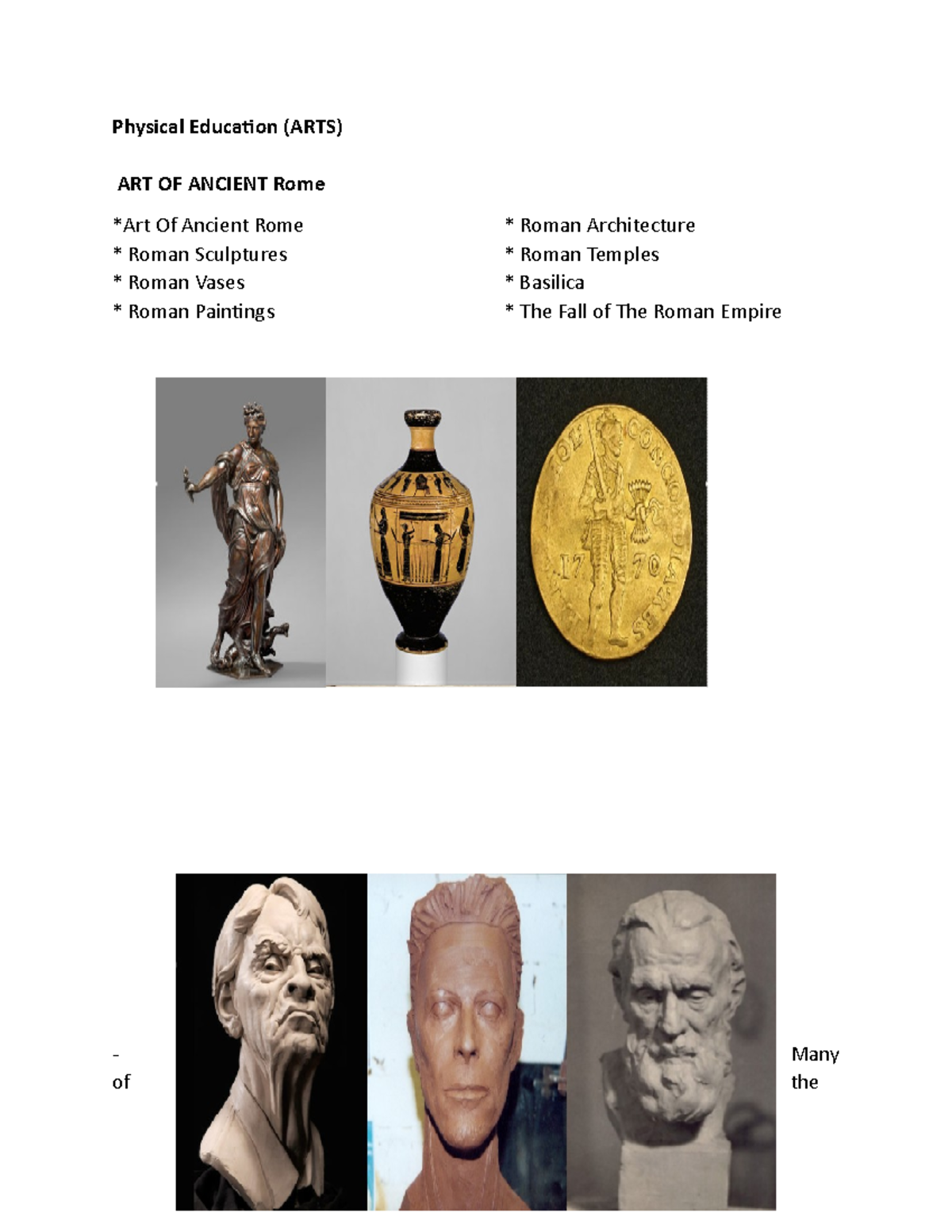 Art of Ancient Rome (P.E.) - Physical Education (ARTS) ART OF ANCIENT ...