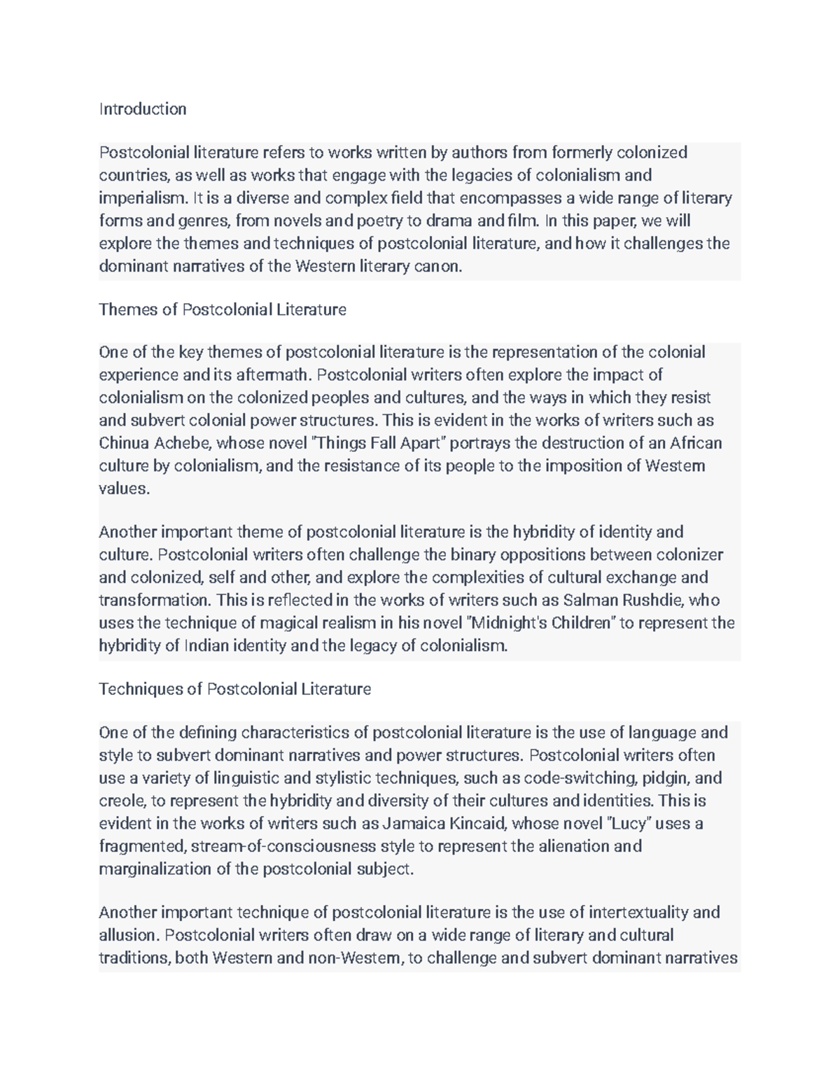 Postcolonial Literature Decolonizing the Canon - Introduction ...