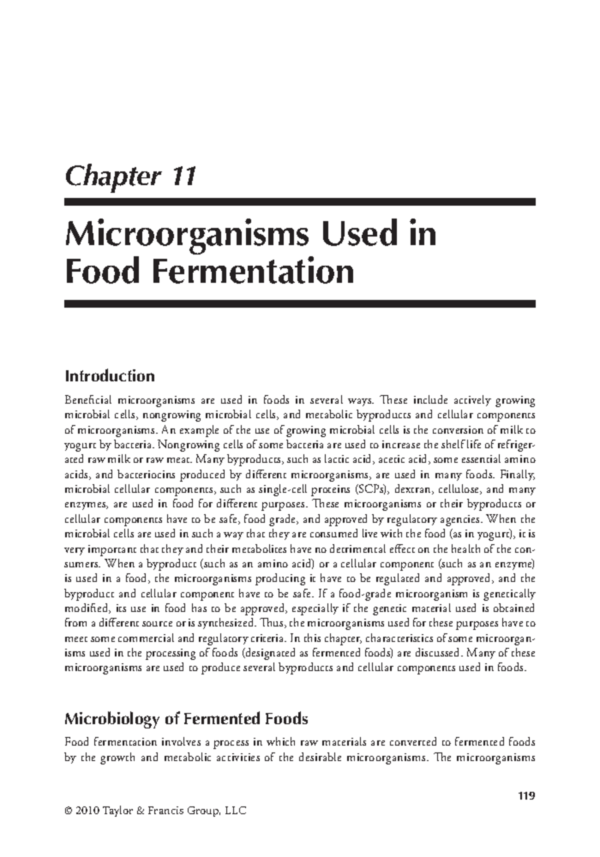 Chapter 11 - Food Microbiology - 119 Chapter 11 Microorganisms Used in ...