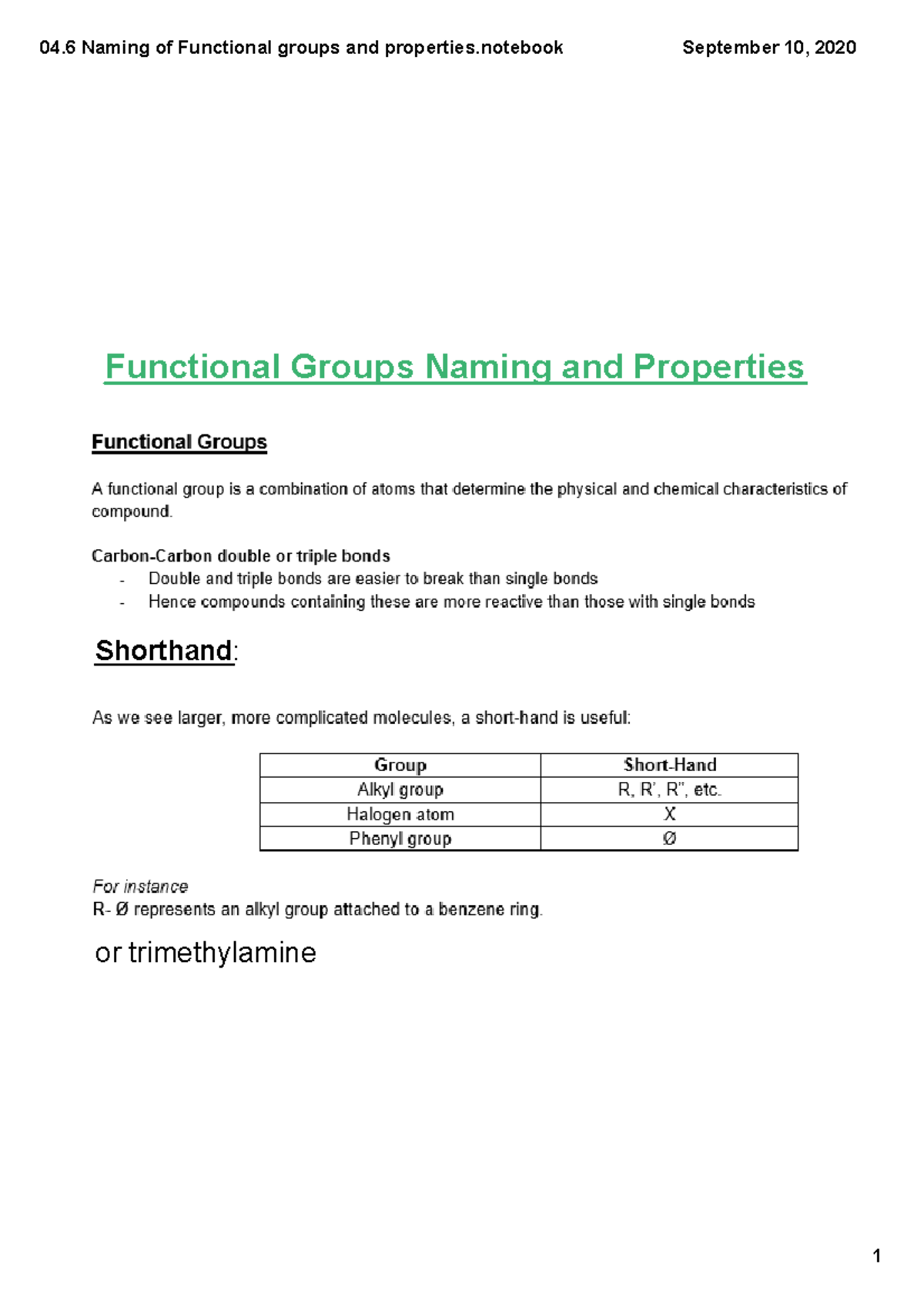 04.6 Naming of Functional groups and properties - Functional Groups ...