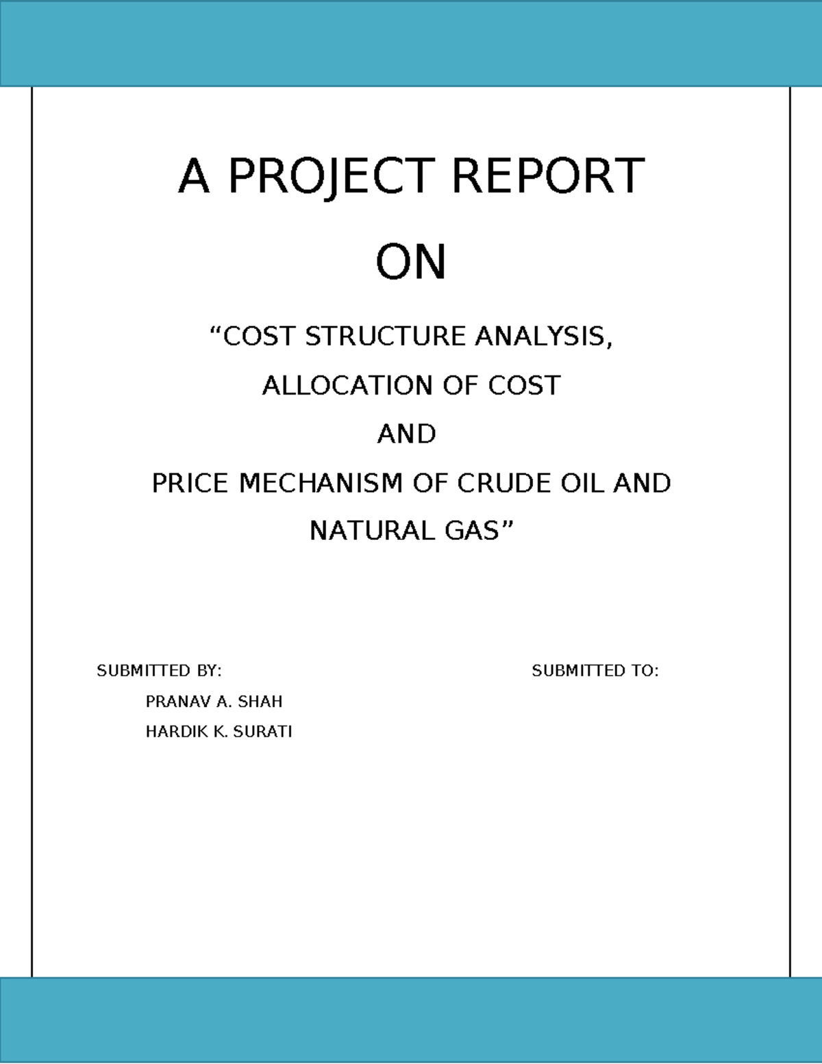 Pdfcoffee - Reference - A PROJECT REPORT ON “COST STRUCTURE ANALYSIS ...