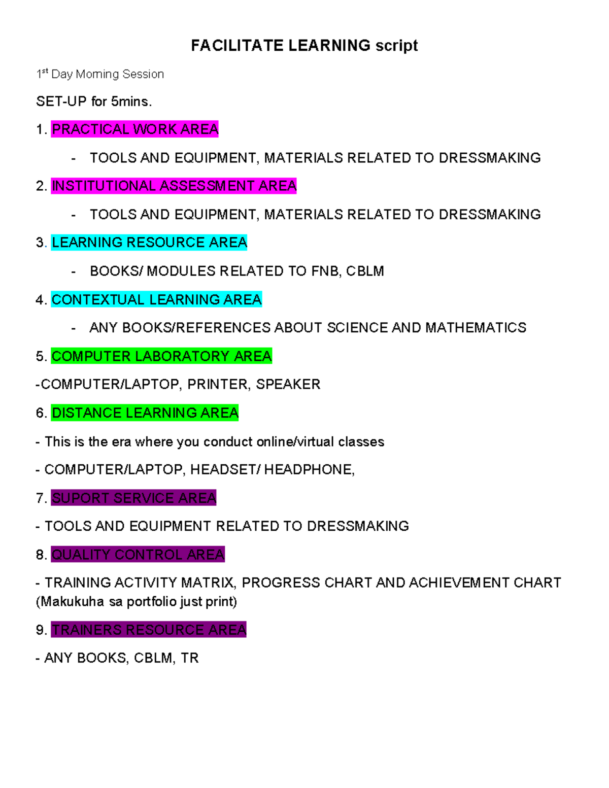 Facilitate-Learning-Script - FACILITATE LEARNING script 1 st Day ...