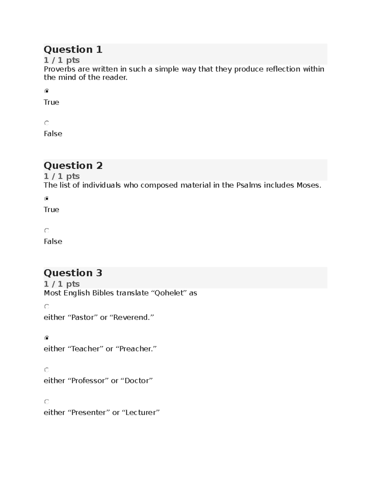 Quiz- The Old Testament Books of Wisdom and Poetry - Question 1 1 / 1 ...