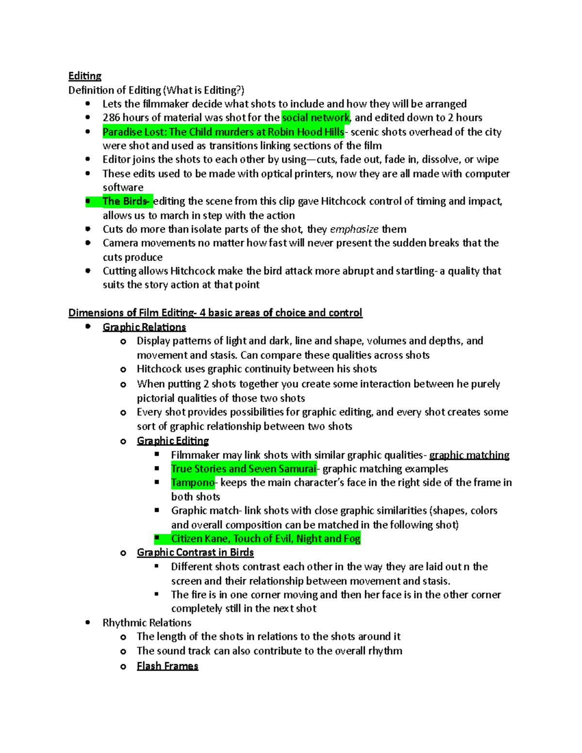 Comm 250 Editing - Professor Kevin Hagopian - Editing Definition of ...