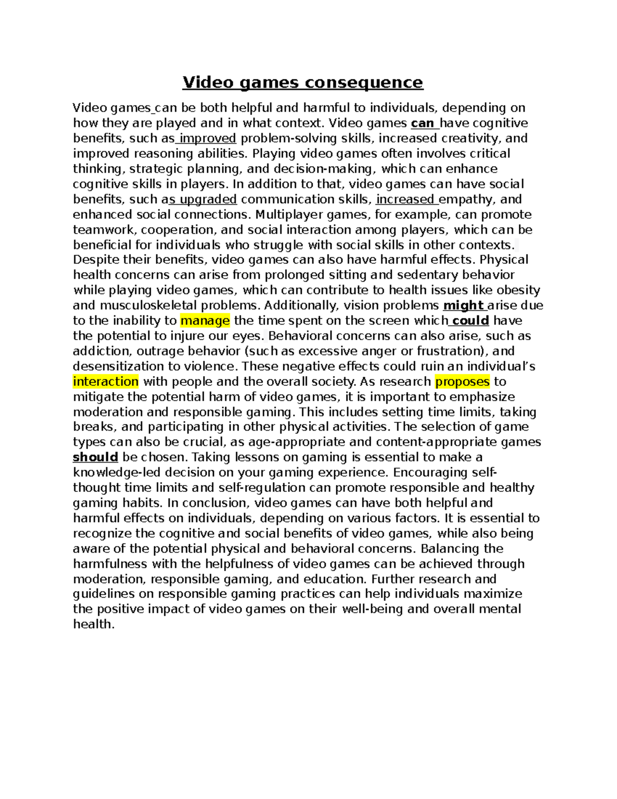 Video game consequence - Video games consequence Video games can be ...