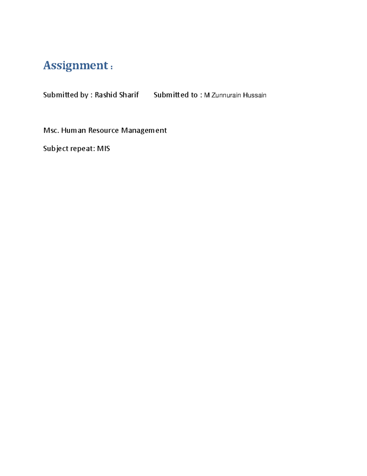 Management Information System Case Study - Assignment : Submitted by ...