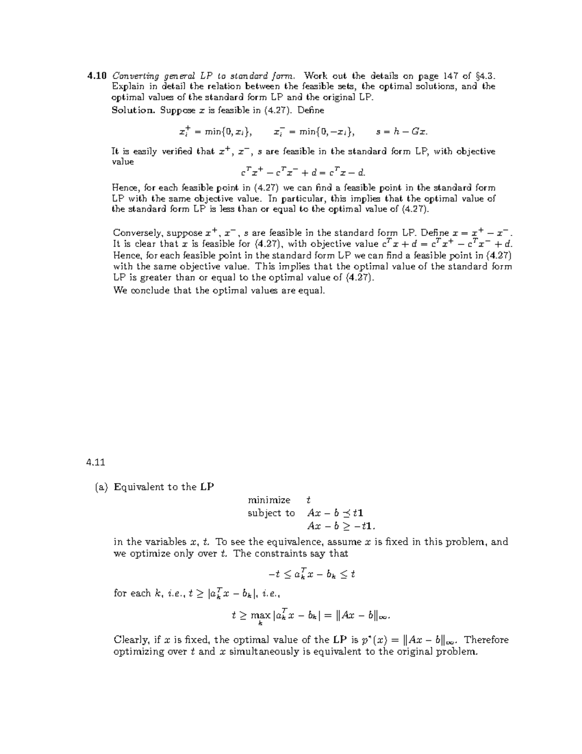 Sol6 - practice - 4. 4 Converting general LP to standard form. Work out ...