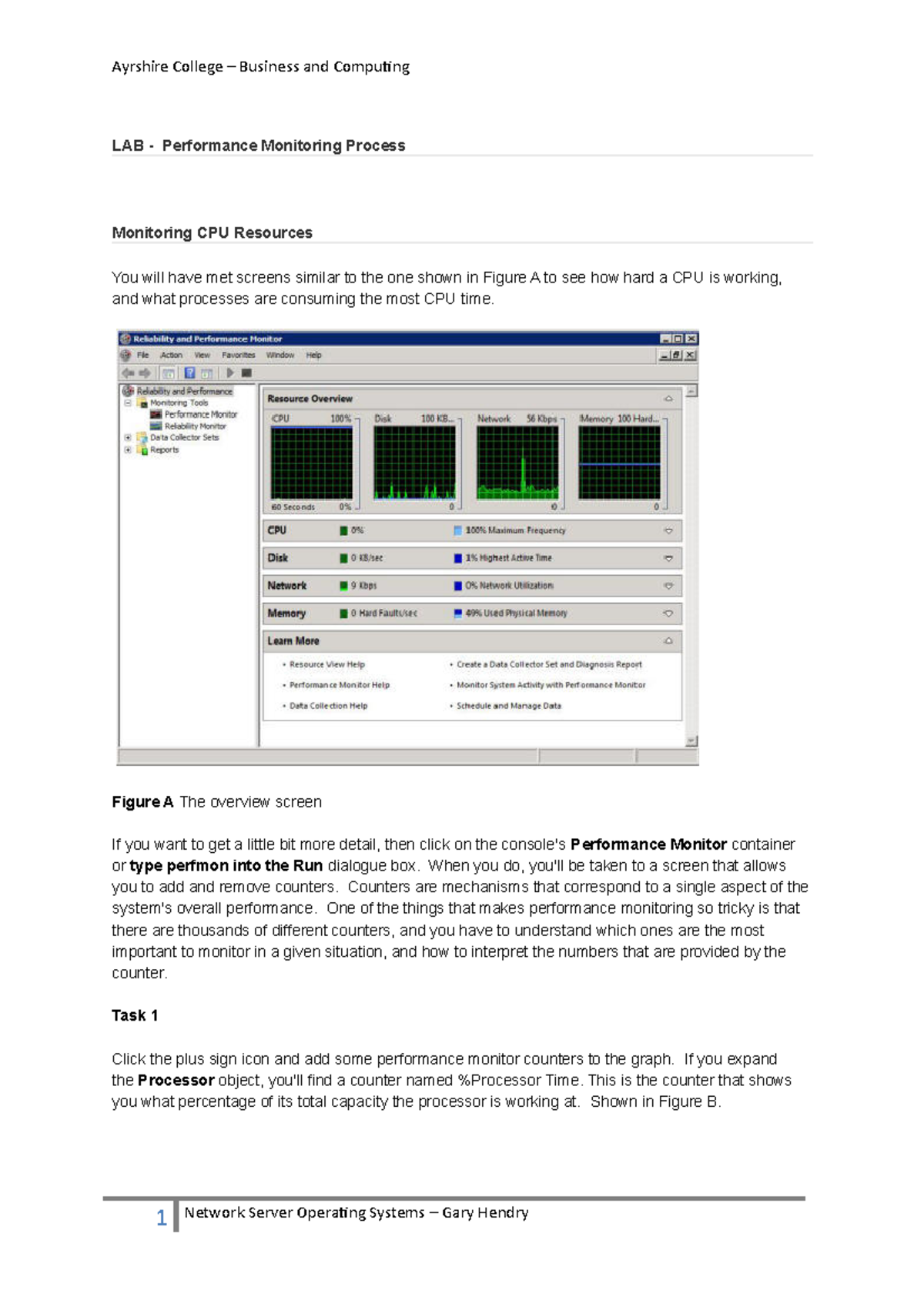 Lab 10.2 - Performance Monitoring - LAB - Performance Monitoring Process Monitoring CPU ...