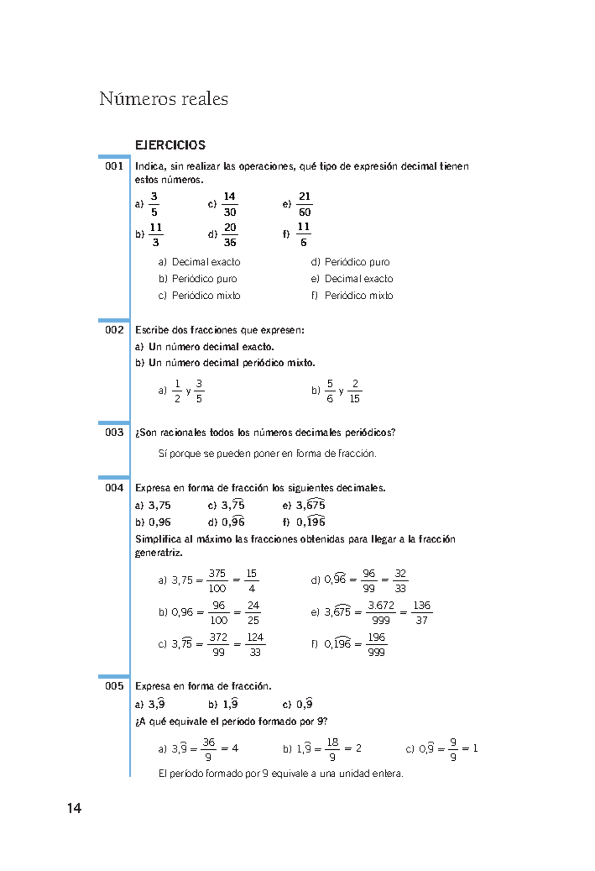 Numeros Reales Ejercicios Solucionados - EJERCICIOS Indica, sin ...
