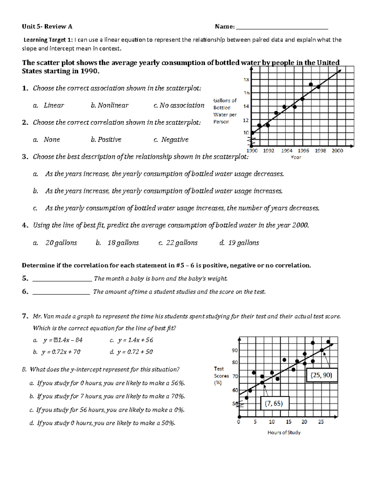 Unit 5 Review A - I dont really have much to say... - Unit 5- Review A ...