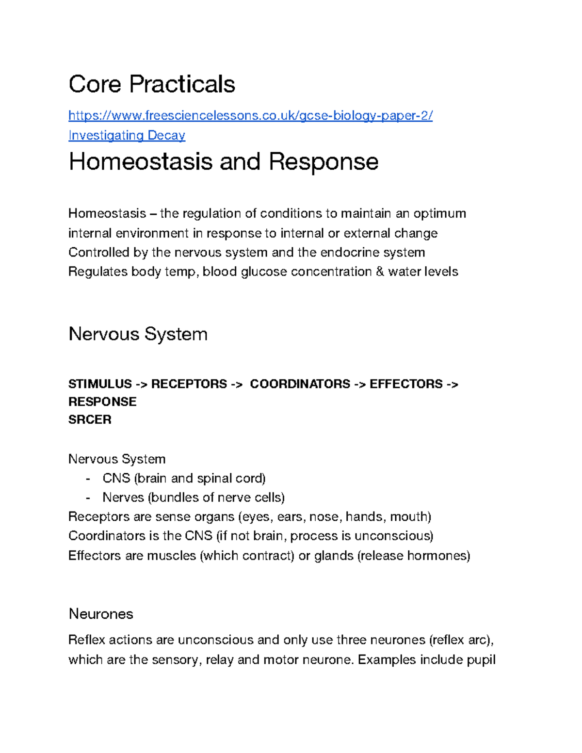 Bio paper 2 notes prior to exam - Core Practicals freesciencelessons.co ...