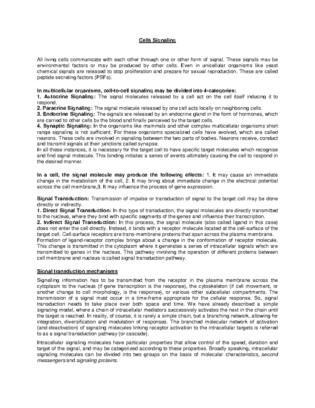 Cell Signalling - Cell biology - Cells Signaling All living cells ...