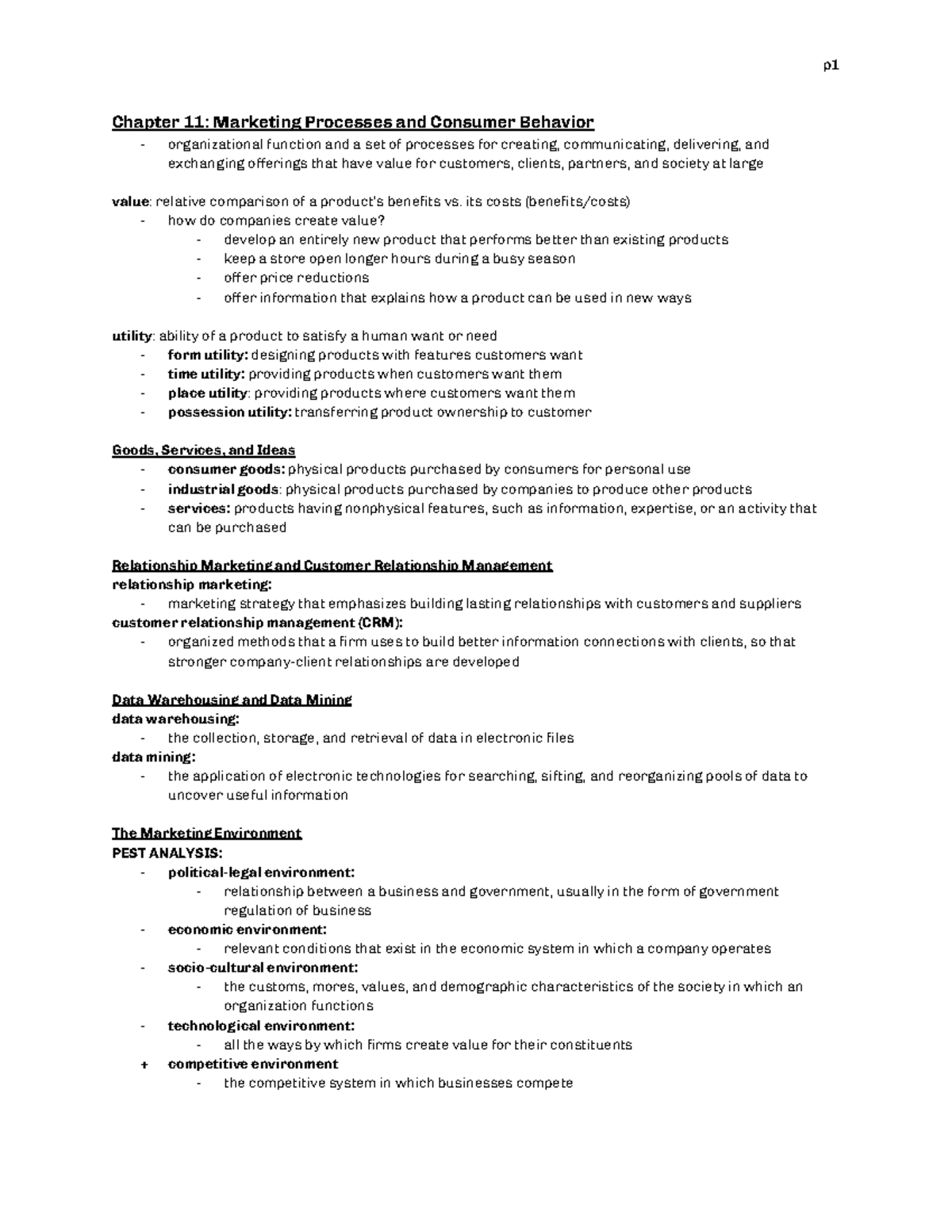 Chapter 11 + 12 crazy test - Chapter 11: Marketing Processes and ...