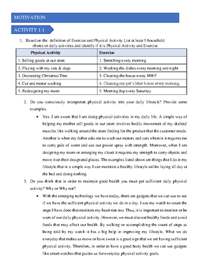 Reflection - GEC PE 001 Wellness and Fitness BSA 1 SY 2020-2021 ...