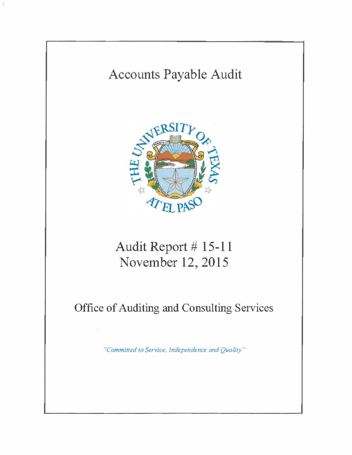 Accounts Payable Audit Template - Accounts Payable Audit Audit Report ...