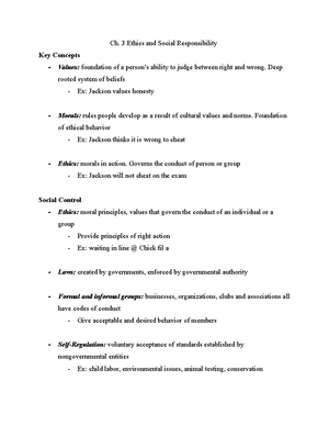 Ch. 3 Principles of Marketing Notes - Ch. 3 Ethics and Social ...