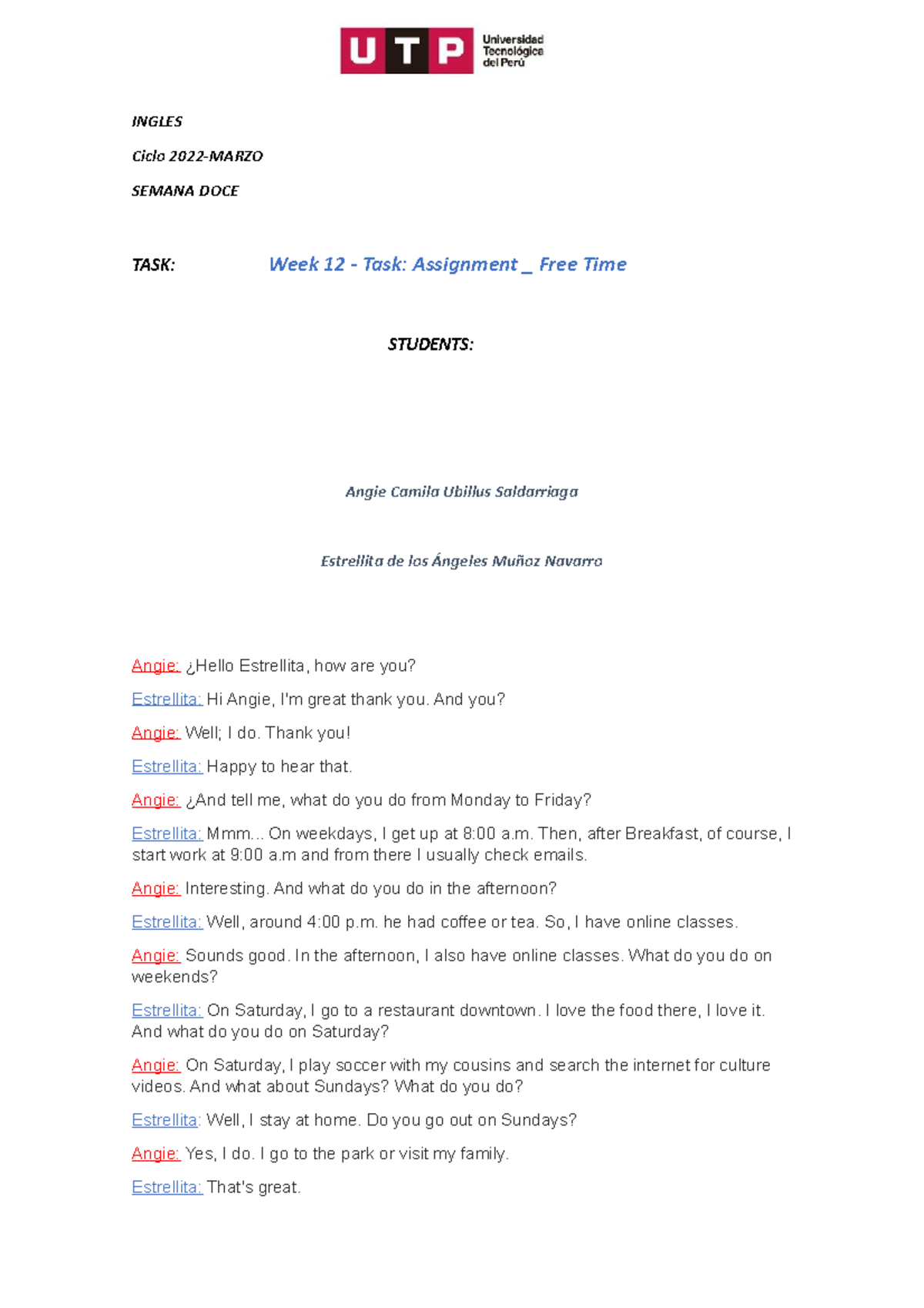 AC ingles S12 - tarea - INGLES Ciclo 2022-MARZO SEMANA DOCE TASK: Week 12 - Task: Assignment ...