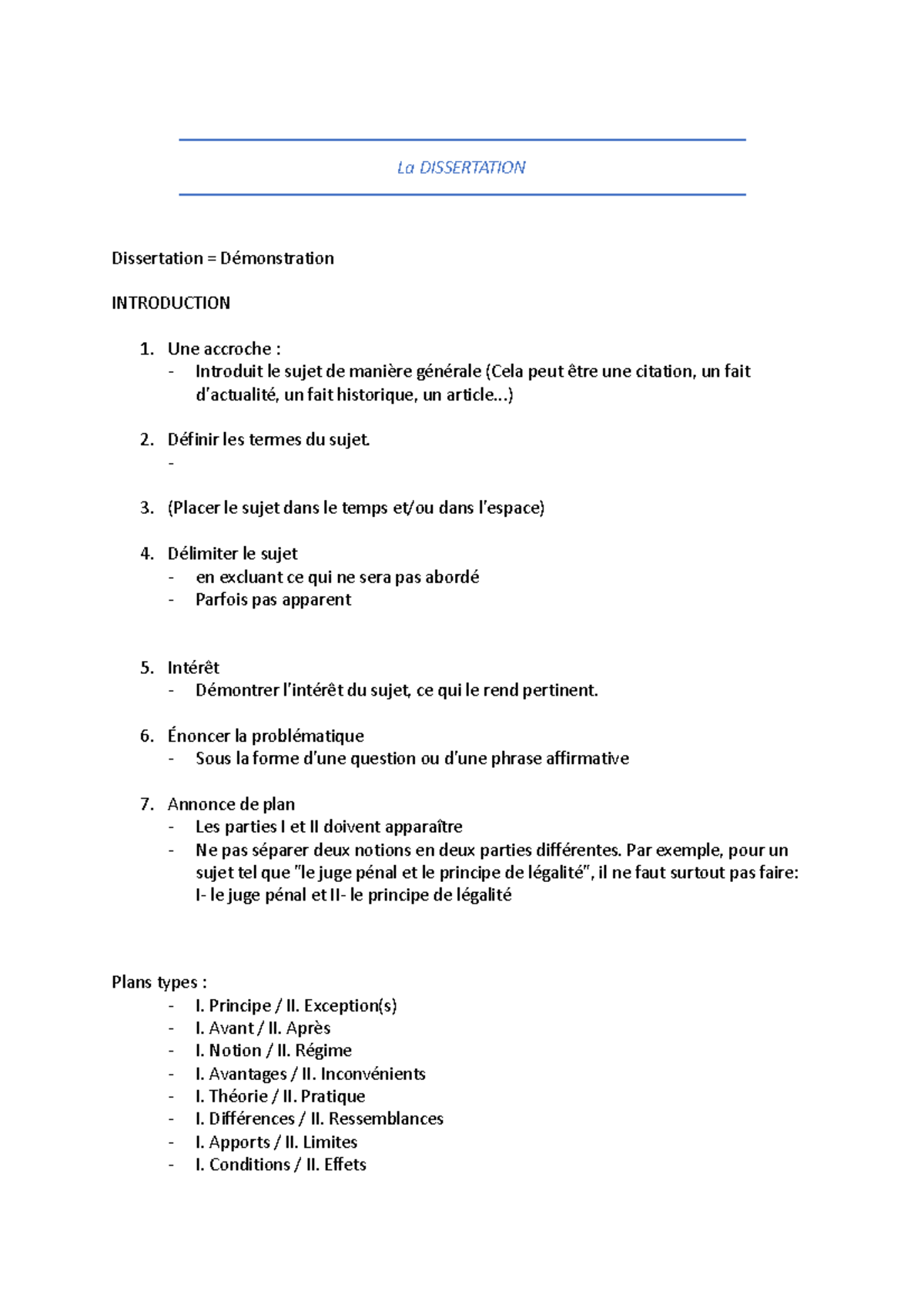 La Dissertation - La DISSERTATION Dissertation = Démonstration ...