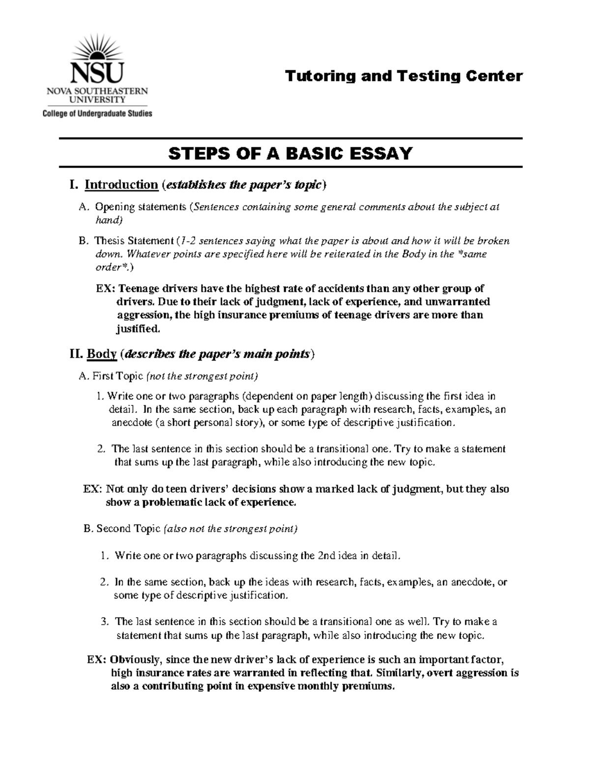 Steps to a basic essay - jajwn xjrheywo - STEPS OF A BASIC ESSAY I ...